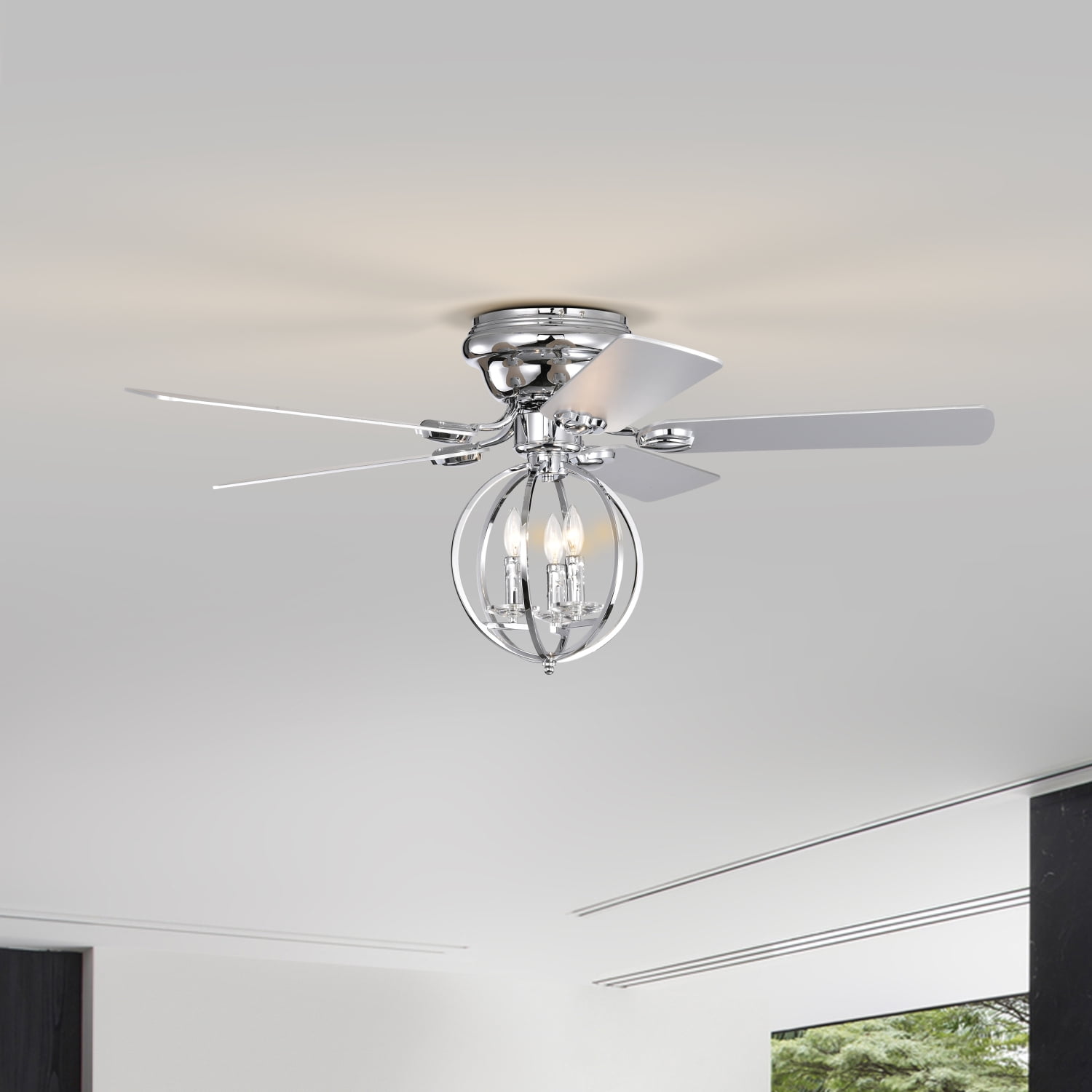 PNGCNG 5-blade 52-inch Chrome Ceiling Fan with 3-Light (NO INCLUDE BULB ...