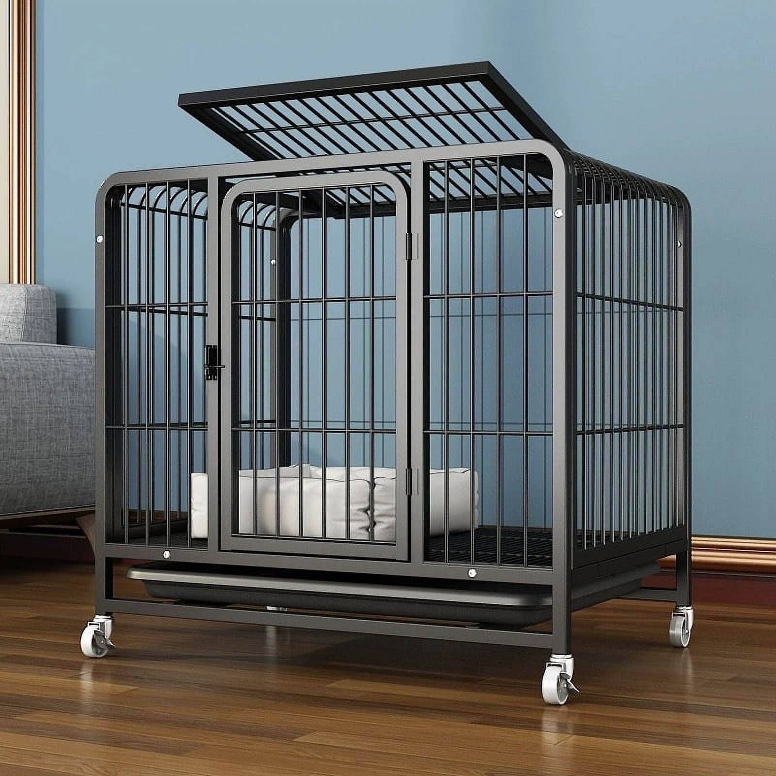 PNGCNG LMBGGL-BLK-95 Steel Solid Pet Cage Household Kennel Dog Cage ...
