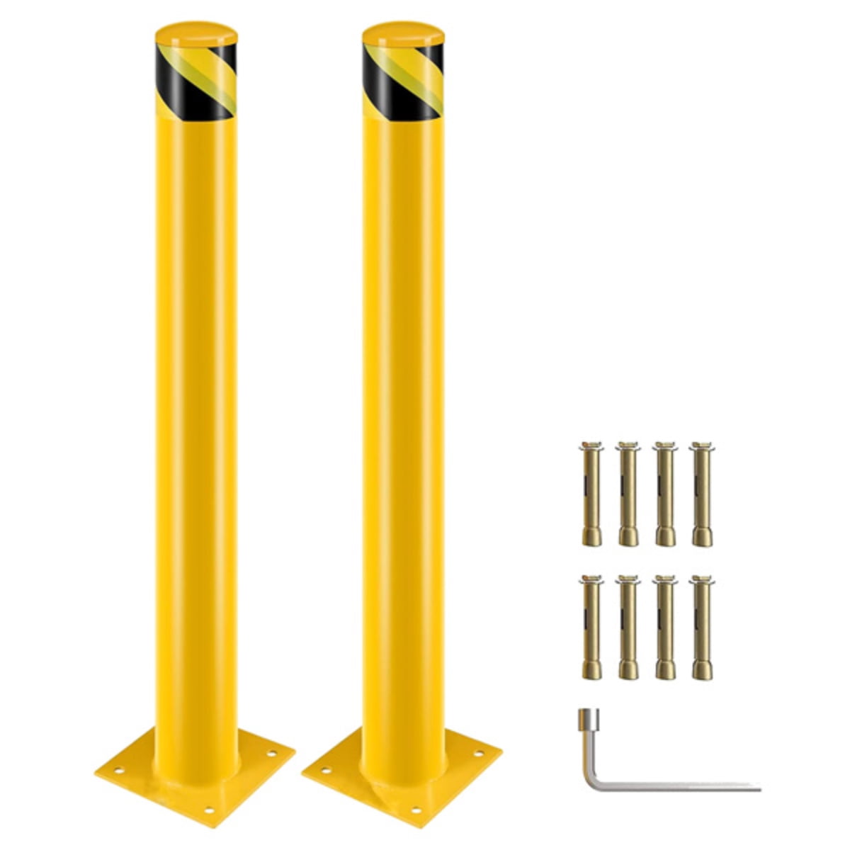 PNGCNG Safety Bollard Post 91cm Height Steel Bollards 11.4cm Diameter ...