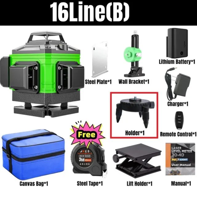 PNGXQON Laser Level 12 Lines Green Laser Professional Hand Level ...