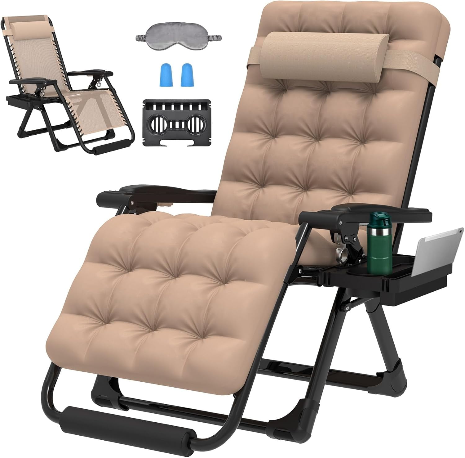 PNKKODW 29In Oversized Zero Gravity Chair,XL Lounge Chair w/Removable ...