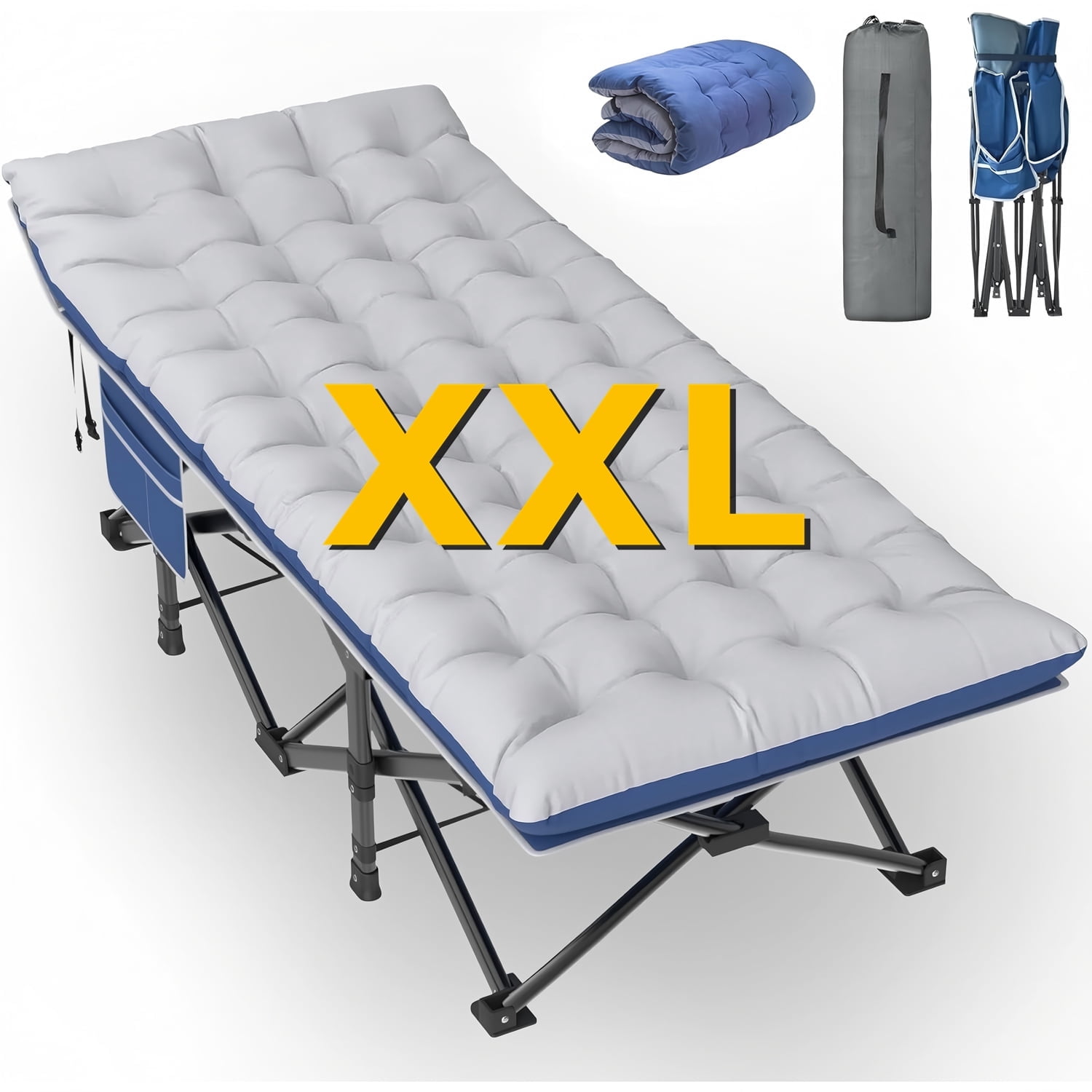 PNKKODW 32" Xxl Folding Camping Cot for Adults w/Mattress, Portable ...