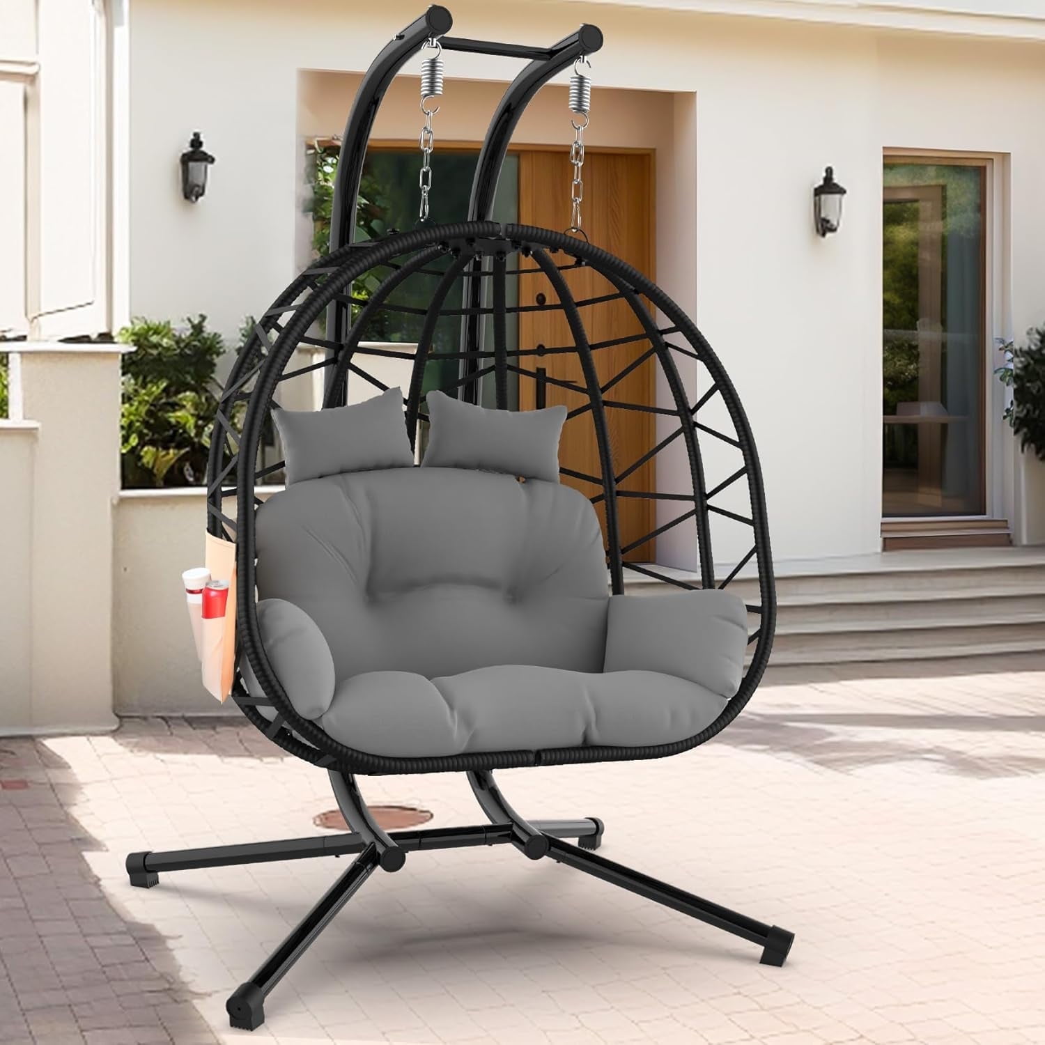 PNKKODW Double Egg Swing Chair for 2 Person with Stand, UV Resistant ...