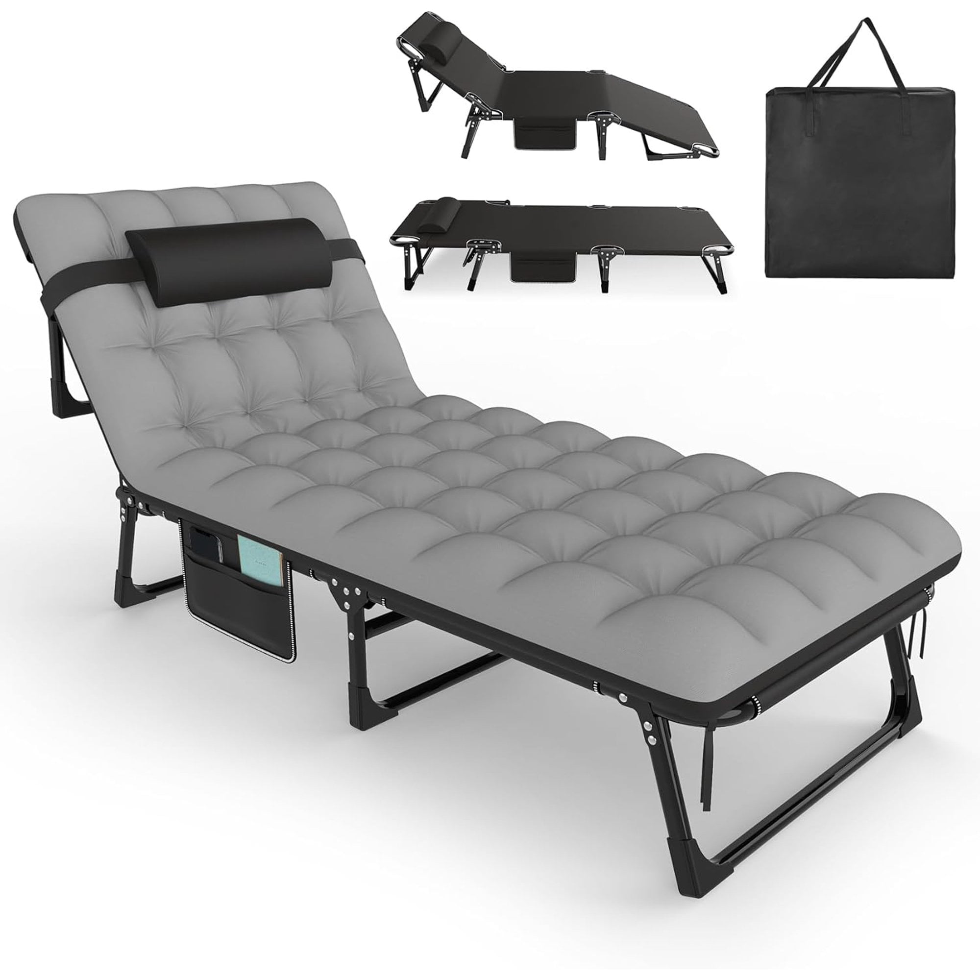 PNKKODW Folding Camping Cot for Adults, 5 Positions Adjustable Portable ...