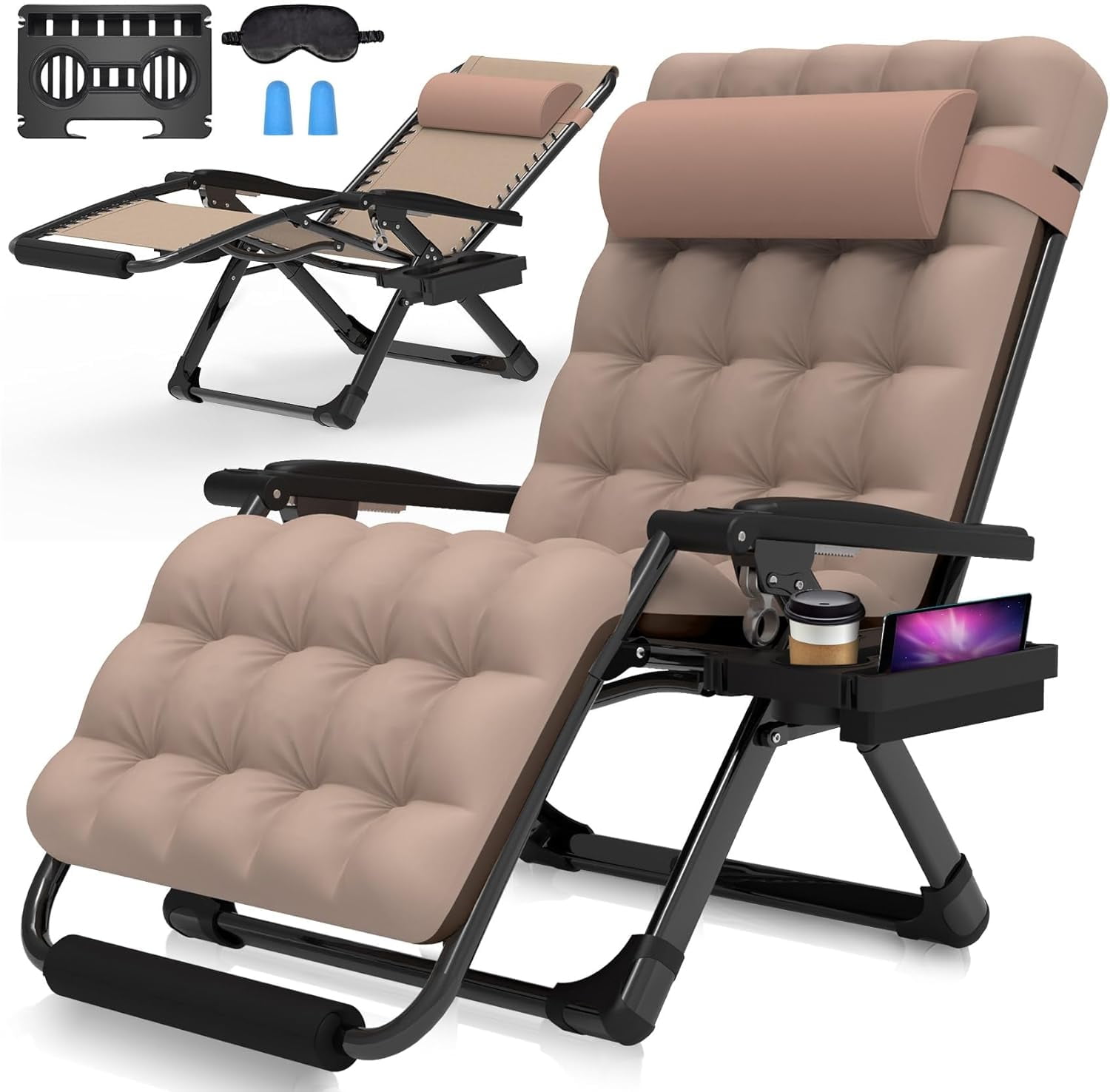 PNKKODW XXL Oversized Zero Gravity Chair, Padded Lounge Recliner for ...