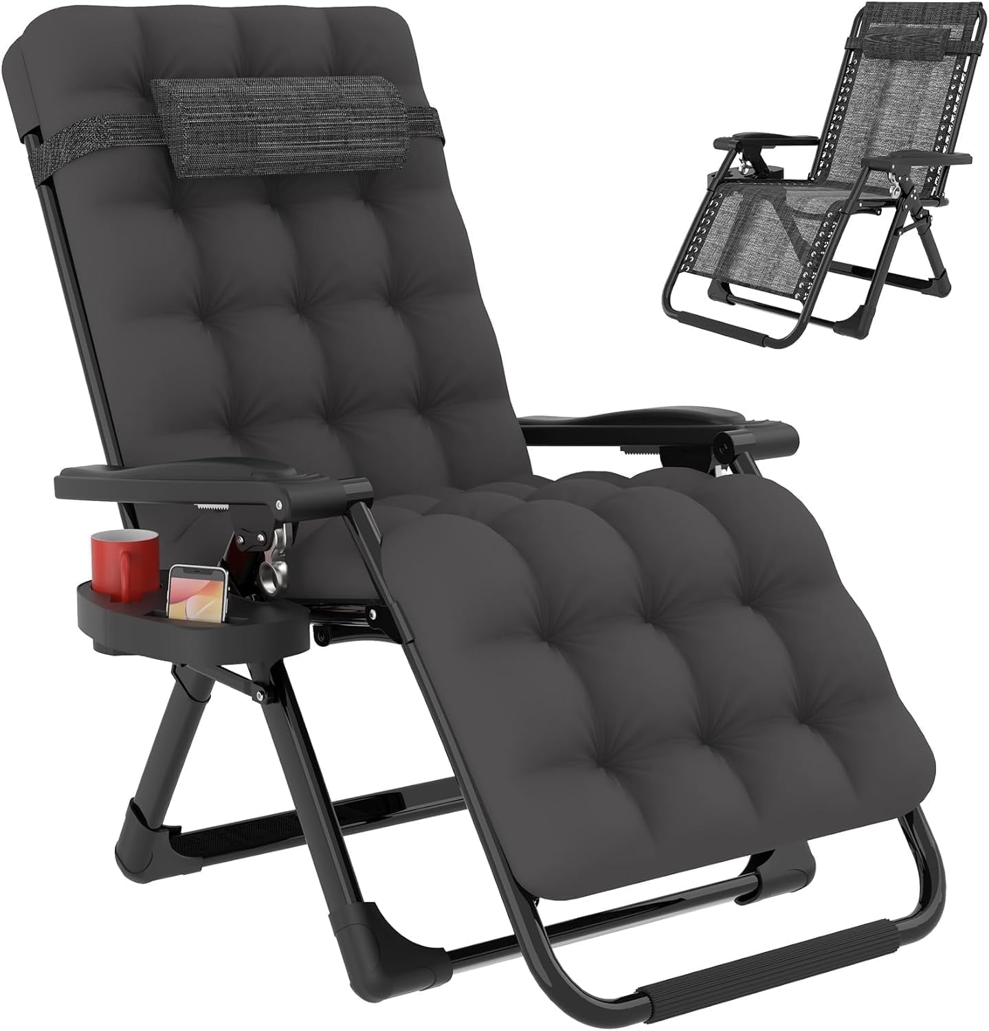 PNKKODW Zero Gravity Recliner Chair w/Removable Cushion & Cup Holder ...