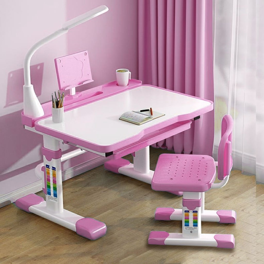 PNNJI Children'S Combined Study Table Plastic Work Table Can Be Raised ...