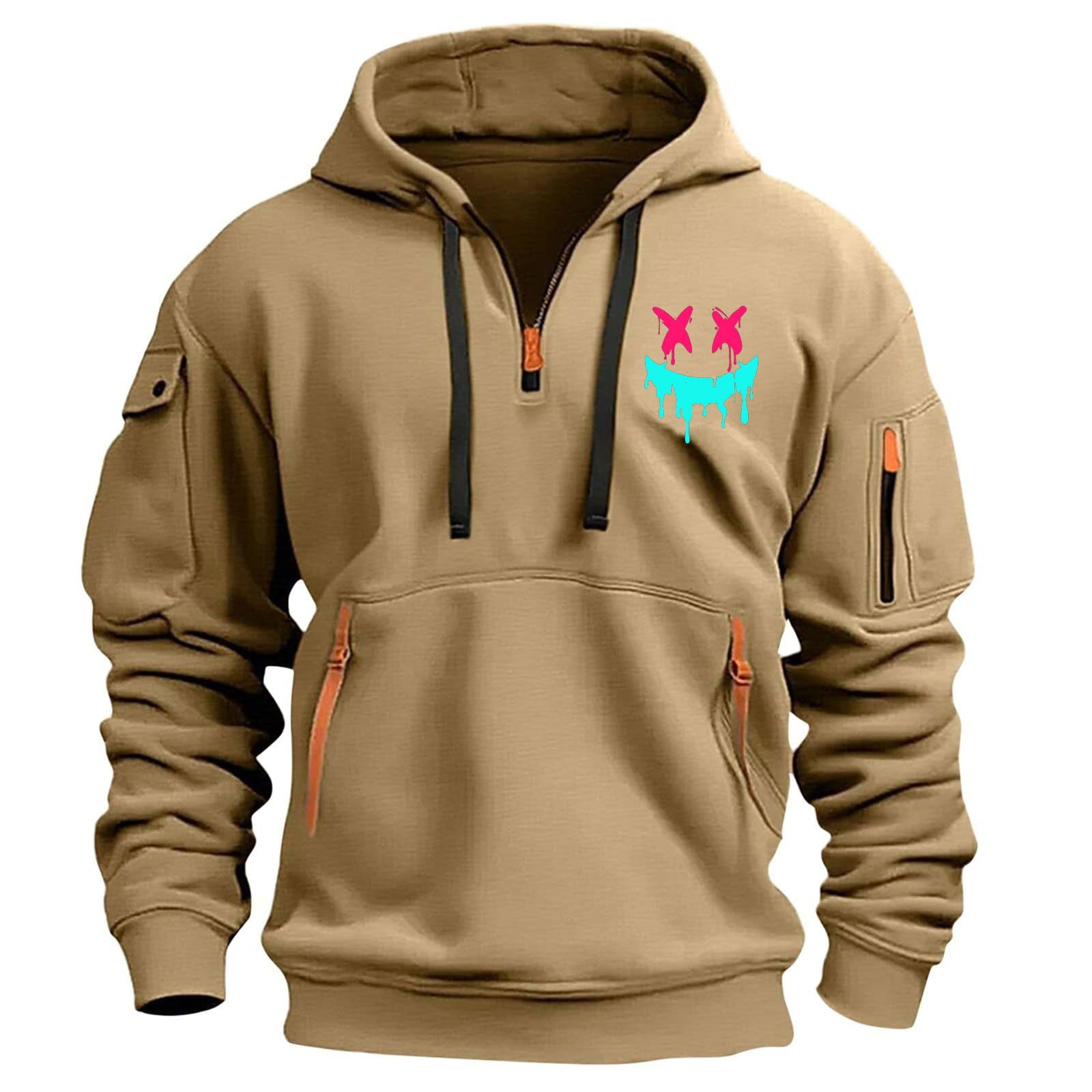 PNTUTB Men's Casual 1/4 Zip Long Sleeve Solid Color Print Pullover ...
