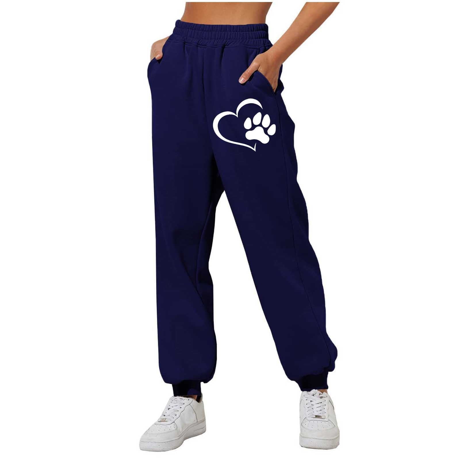 PNTUTB Women Fashion Casual Printing Solid Color Sweatpants with Loose ...