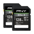 PNY 128GB Elite-X Class 10 U3 V30 SDXC Flash Memory Card, 2 Pack ...