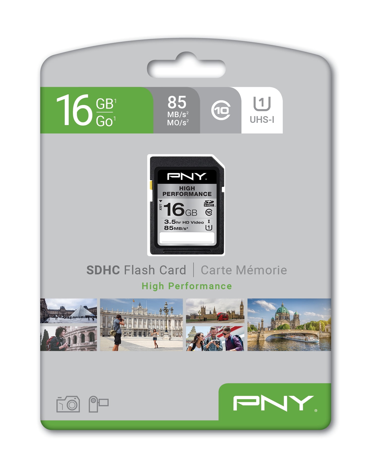 PNY 16GB High Performance Class 10 U1 SDHC Flash Memory Card - 85MB/s ...