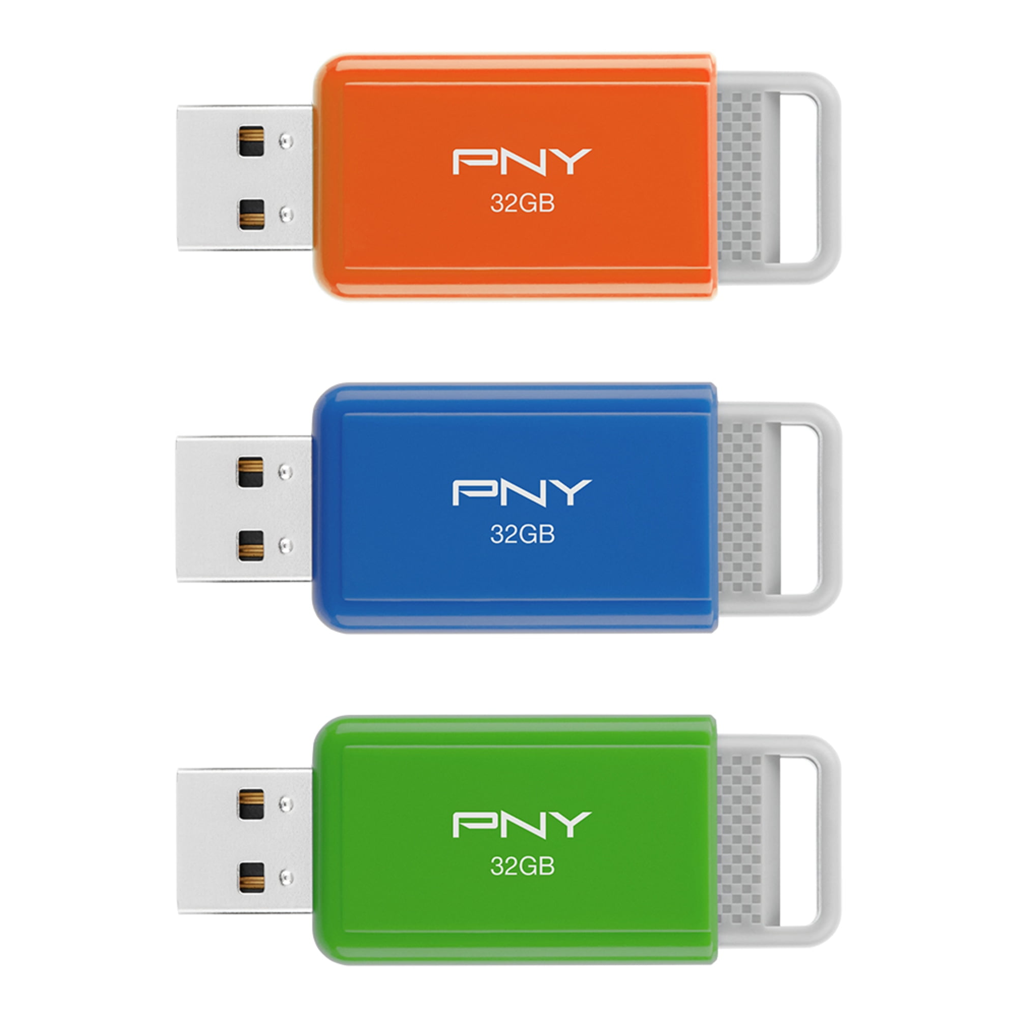 PNY USB 2.0 Flash Drives, 32GB, Assorted Colors, Pack Of 3 Drives ...