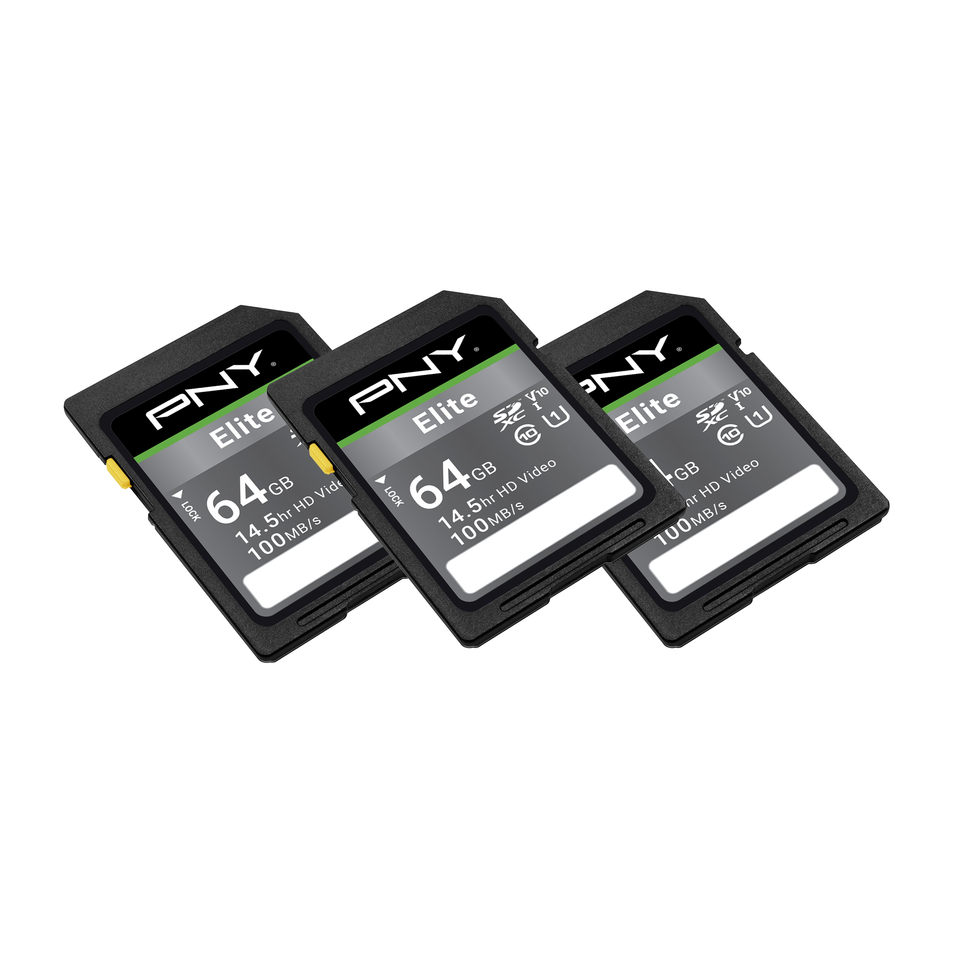 PNY 64GB Elite Class 10 U1 V10 SDHC Flash Memory Card 3-Pack - Walmart.com