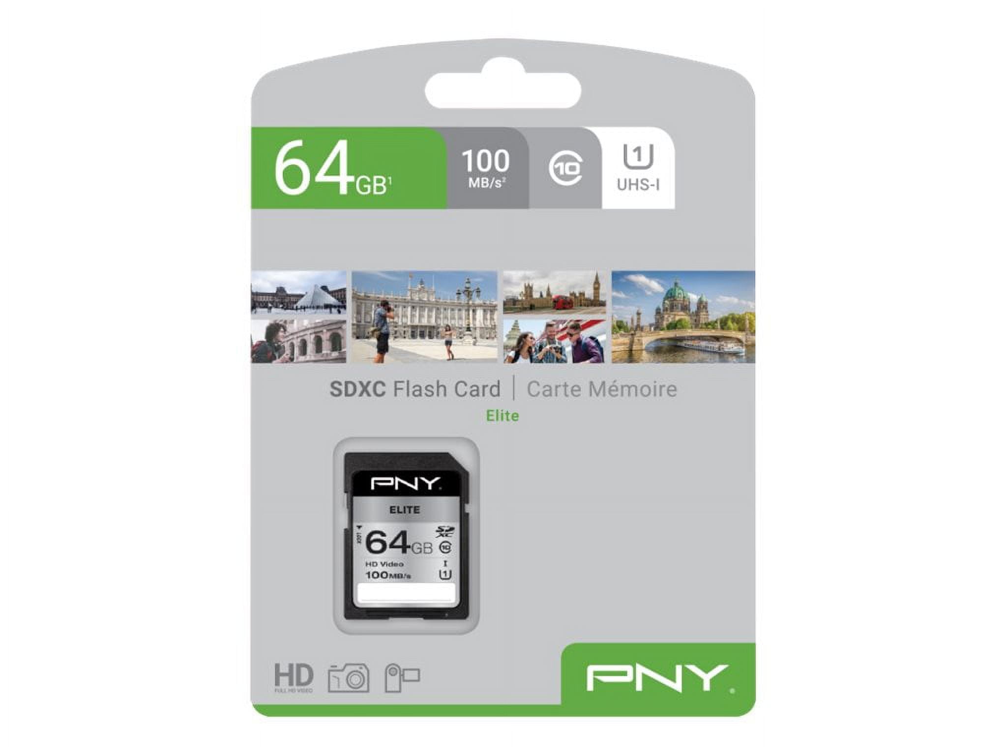 PNY Elite 64 GB Class 10/UHS-I (U1) SDXC - Walmart.com