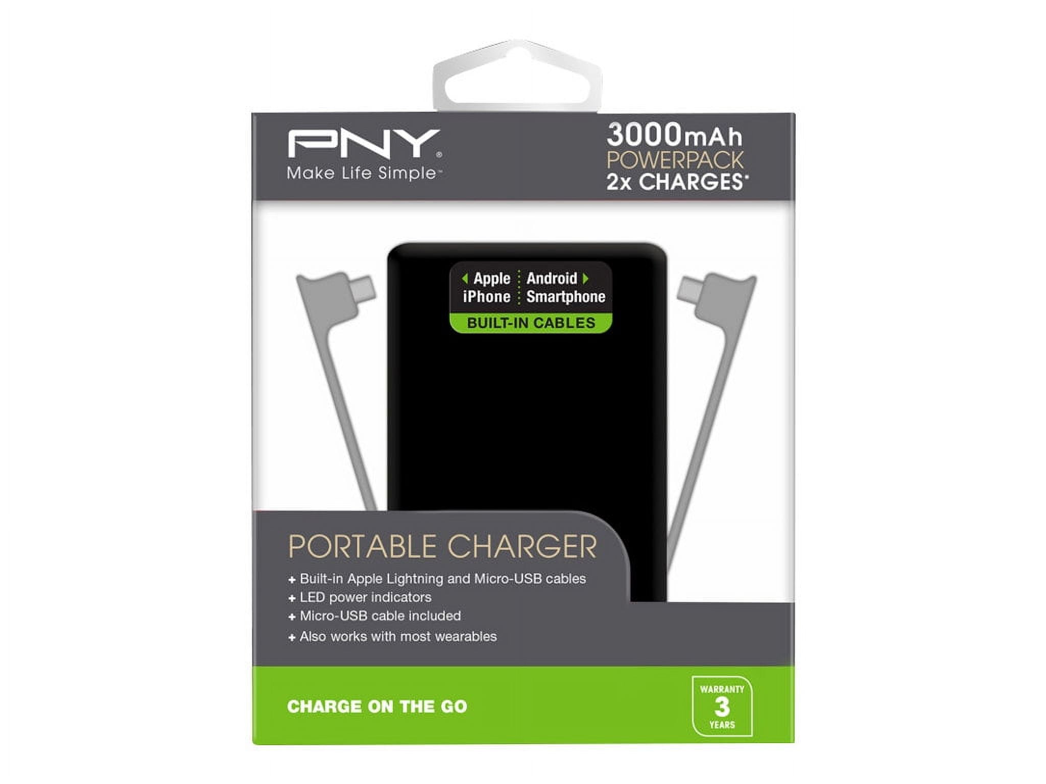 PNY PowerPack LM3000 - Power bank - 3000 mAh - 1 A - 2 output ...