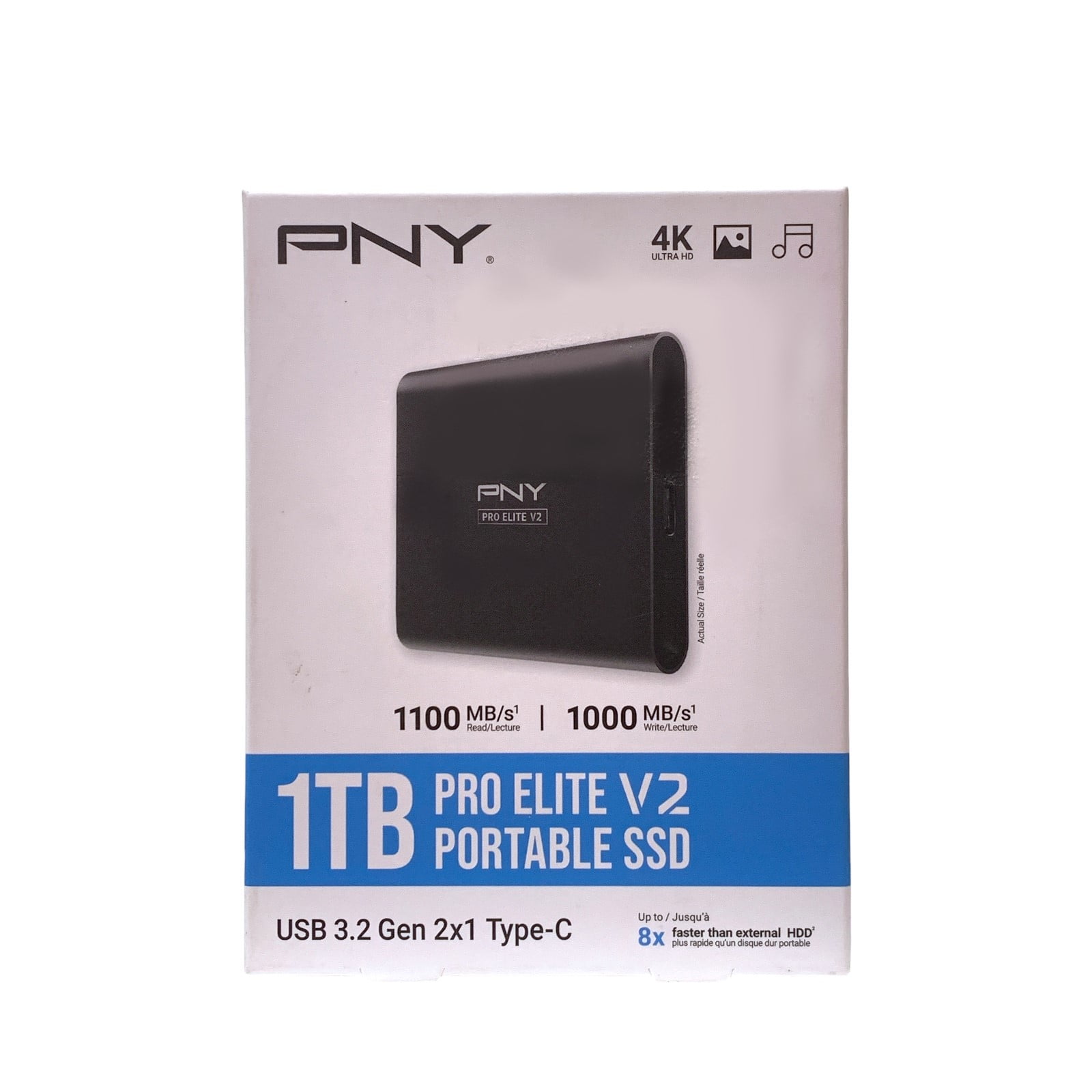 PNY Pro Elite V2 1TB USB 3.2 Gen 2x1 Type-C Portable SSD, High ...