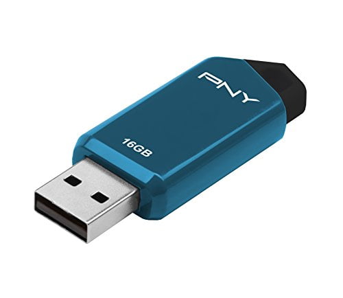 PNY Retract USB 2.0 Flash Drive, 16GB, Blue or Red - Color May Vary (P ...