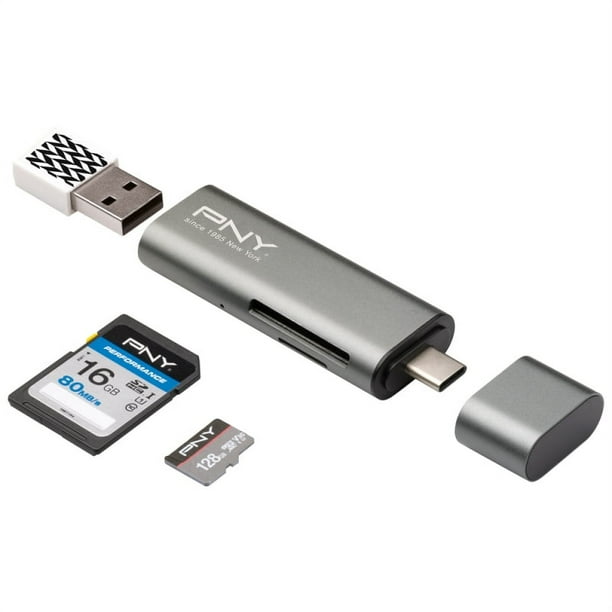 PNY USB-C Card Reader Adapter for SD Card and MicroSD - Walmart ...