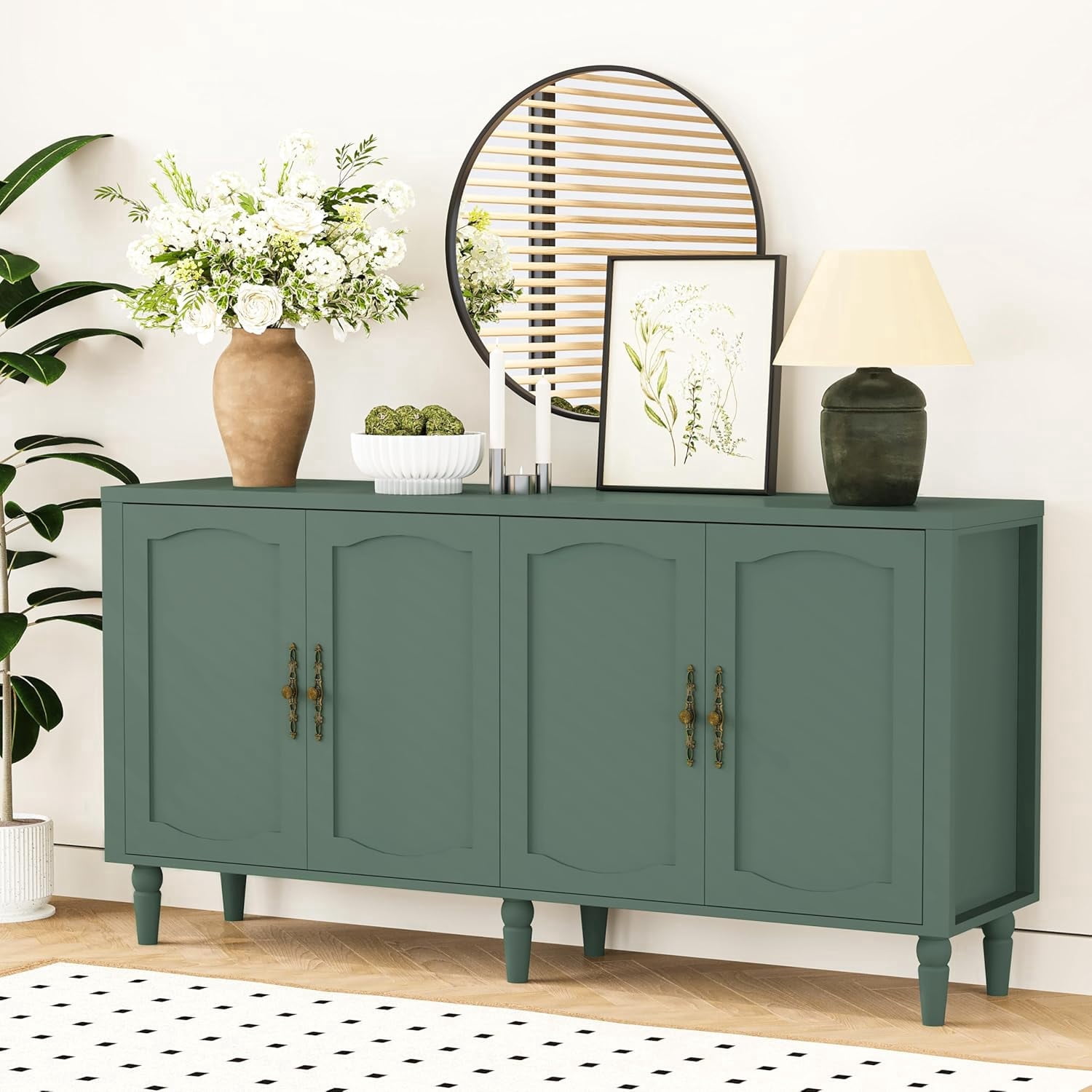 POAO 63" Sideboard Buffet Cabinet with Storage, Adjustable Shelf & 4 ...