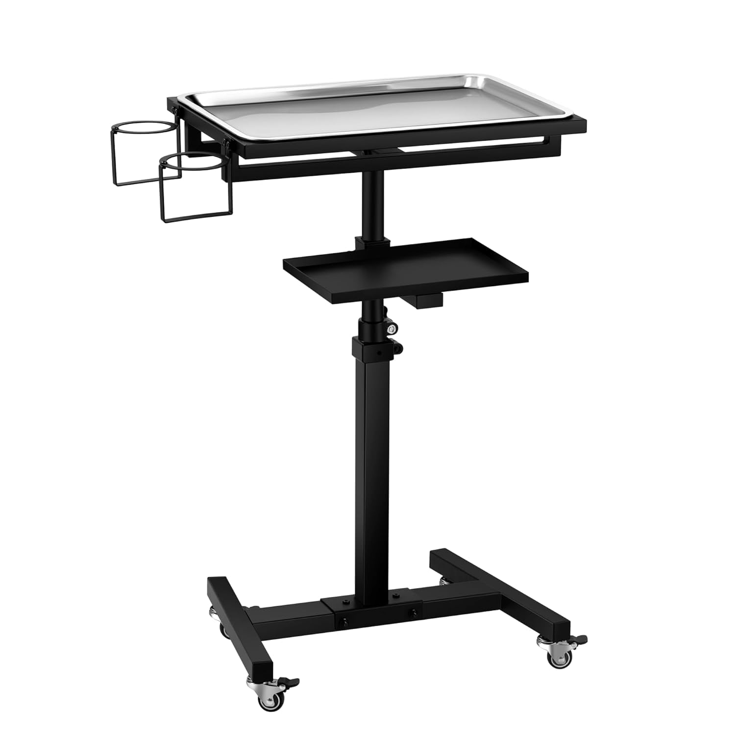 POARMEEY Stainless Steel Tattoo Tray with Wheels Trolley Adjustable ...
