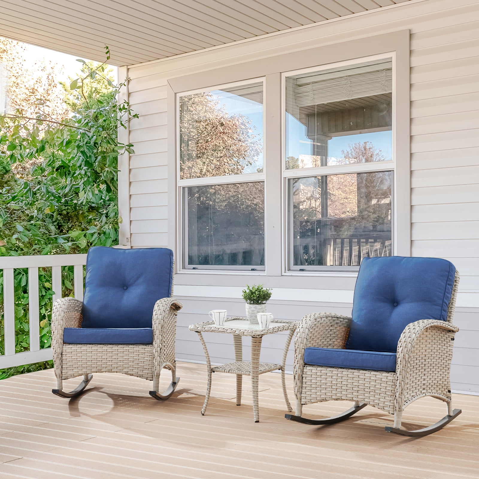 POCASSY 2 - Person Rocking Chairs and Side Table Seating Group with ...