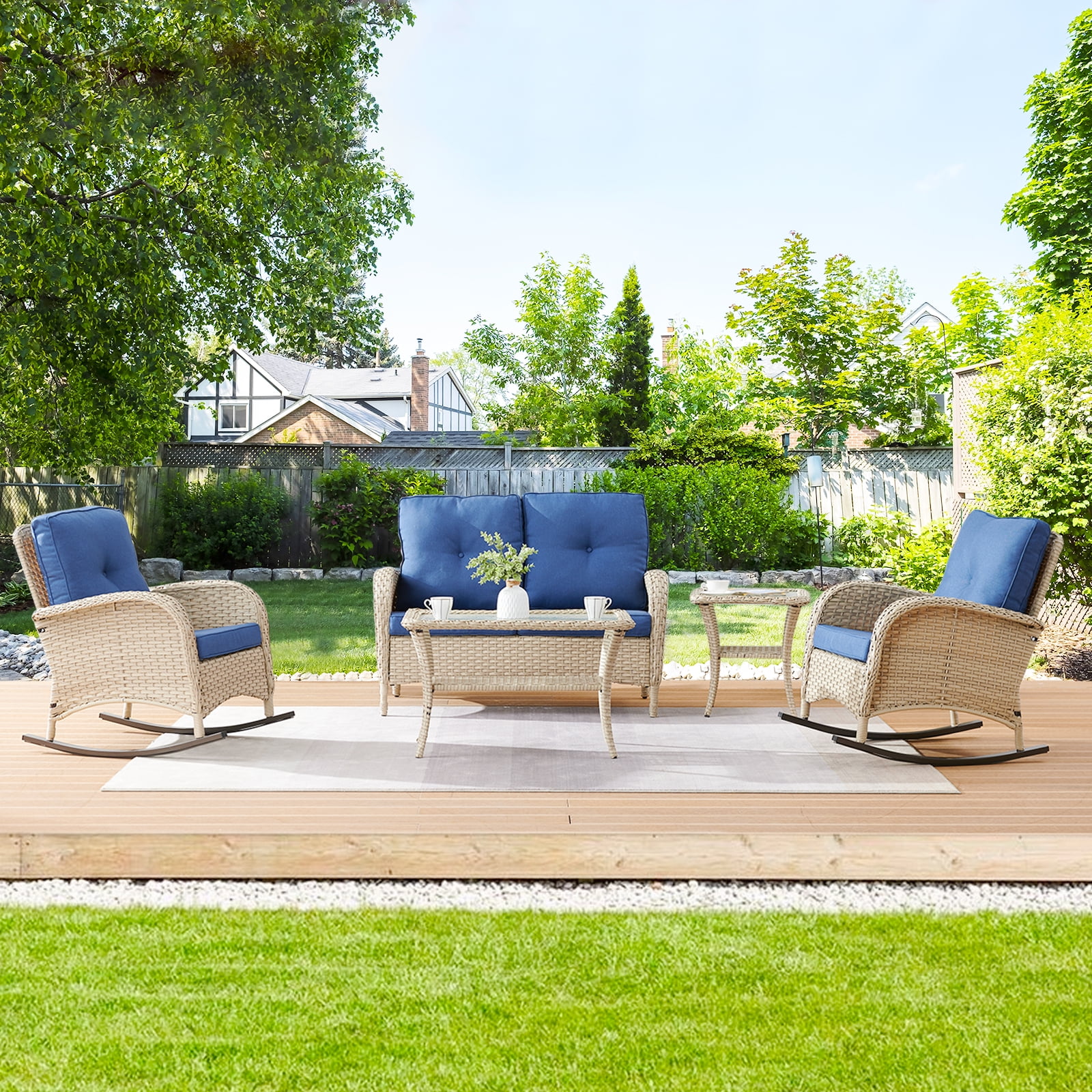 POCASSY 4 Person Complete Patio Set with Cushions - Walmart Business ...