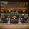 POCASSY Patio Furniture Set with Fire Pit Table, 5 Pieces Wicker Patio ...