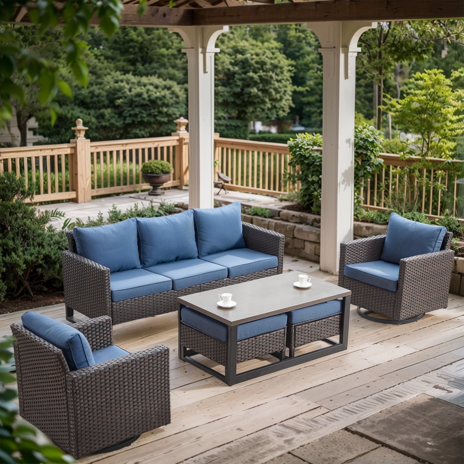 POCASSY 6 Pieces Patio Furniture Set, Weather-Resistant Patio Furniture ...