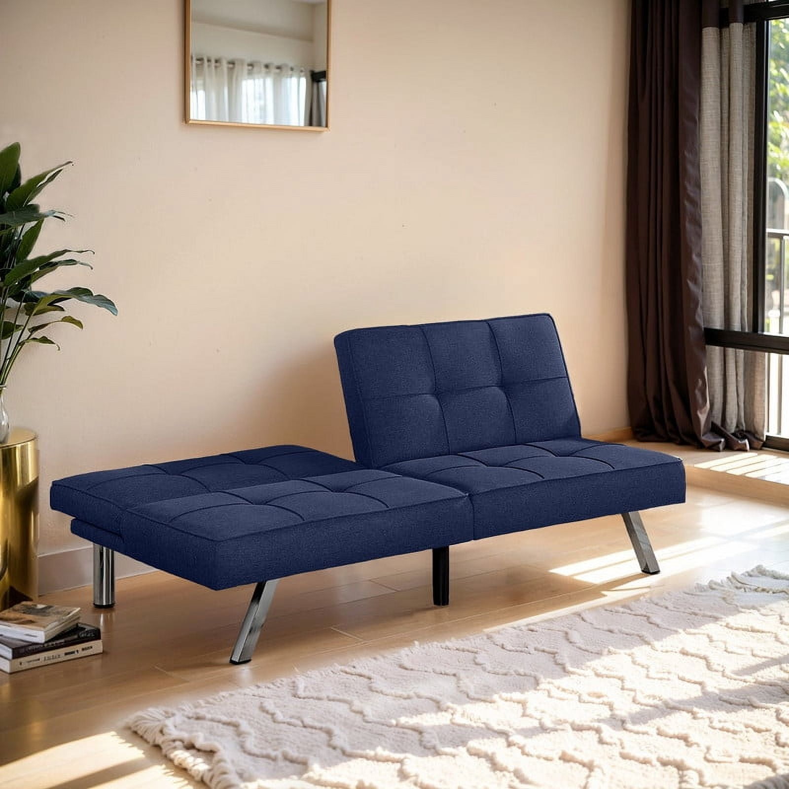 POCASSY 65" Width Futon Couch Upholstery Sofa Bed with Tech Fabric ...