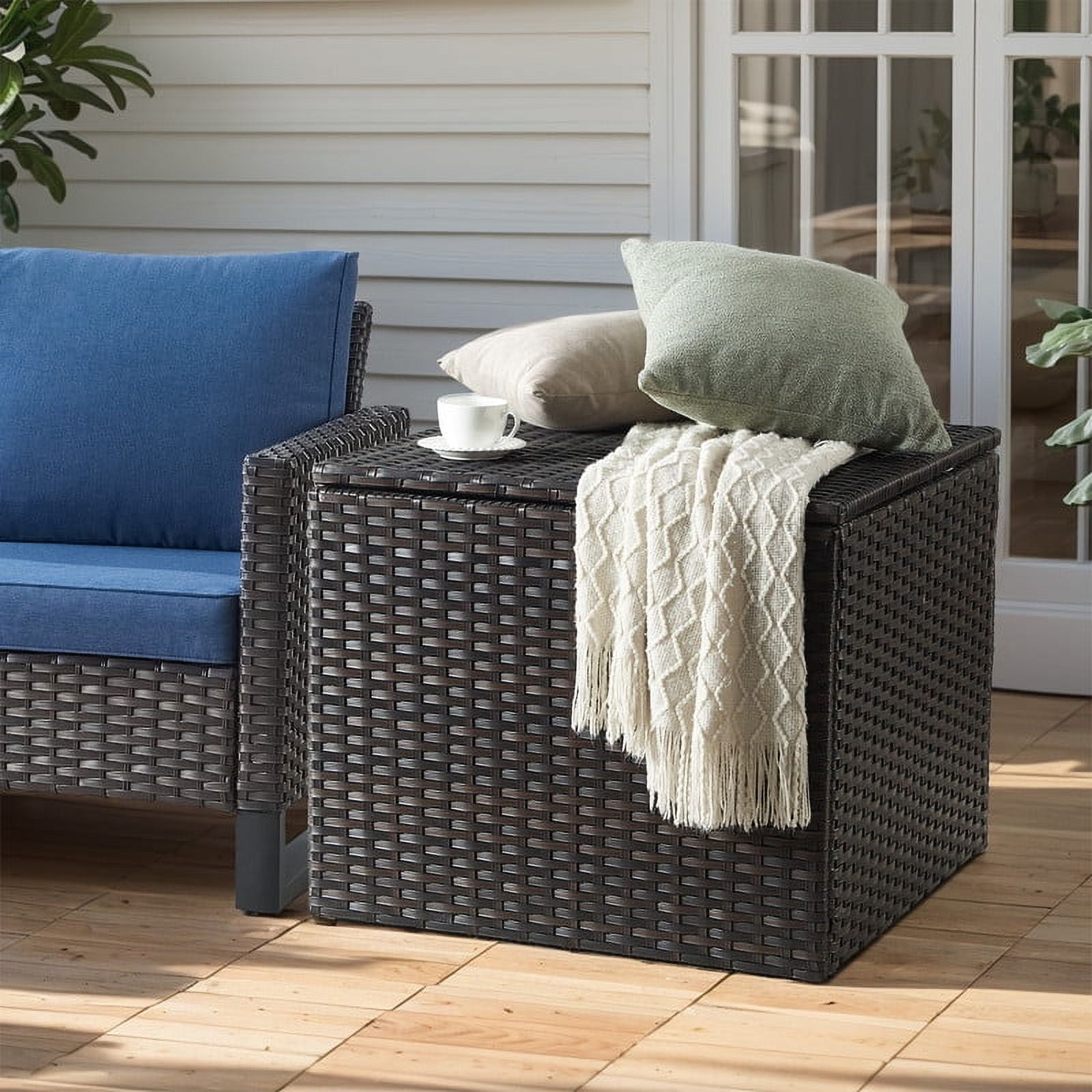 POCASSY 73-Gallon Outdoor Patio Deck Box, All Weather Wicker Deck Boxes ...