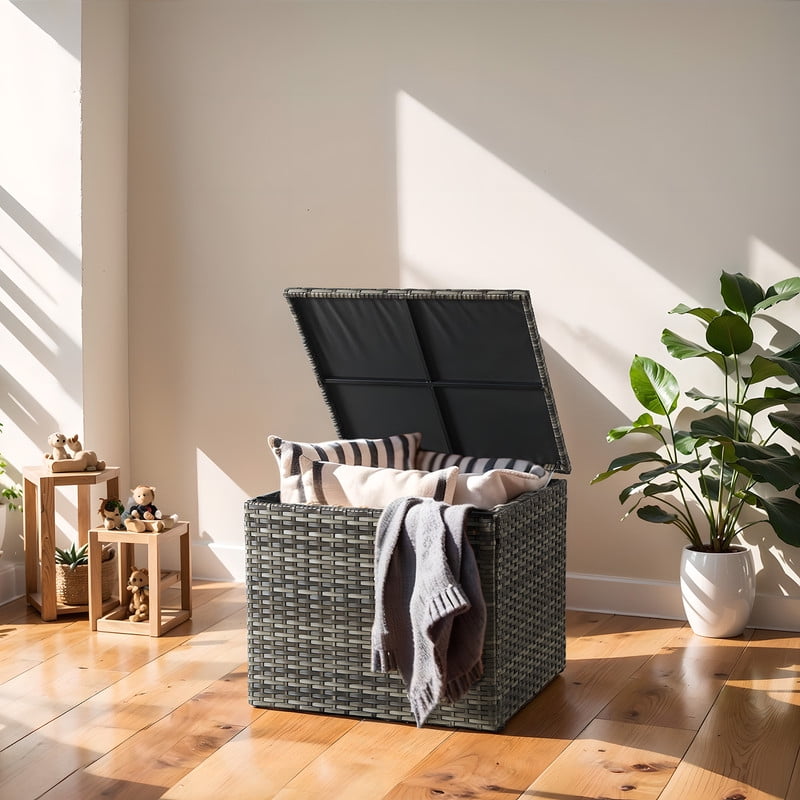 POCASSY 73-Gallon Outdoor Patio Deck Box, All Weather Wicker Deck Boxes ...