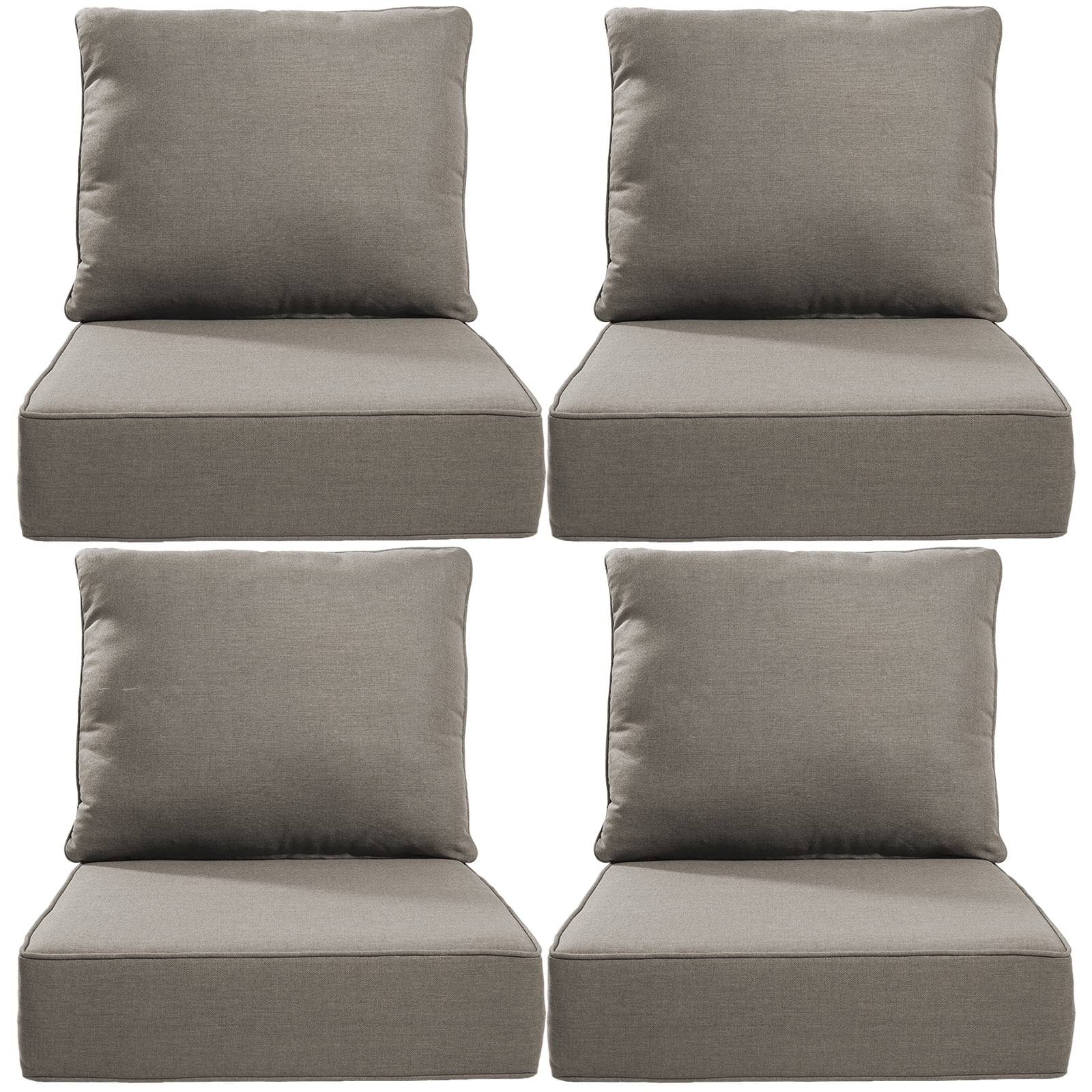 POCASSY 6" Thick Outdoor Chair Cushions Set of 4, 24" x 24" x 6 ...