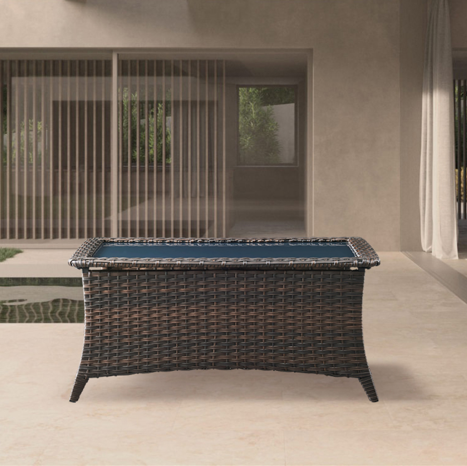 Patiojoy Rattan Wicker Steel Side Table for Outdoor Furniture Deck ...