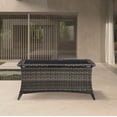 POCASSY Gray Outdoor Coffee Table, Rattan Wicker 46" Patio Table for ...