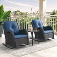 POCASSY Outdoor Patio Wicker Rocking Chair Set with Side Table ...