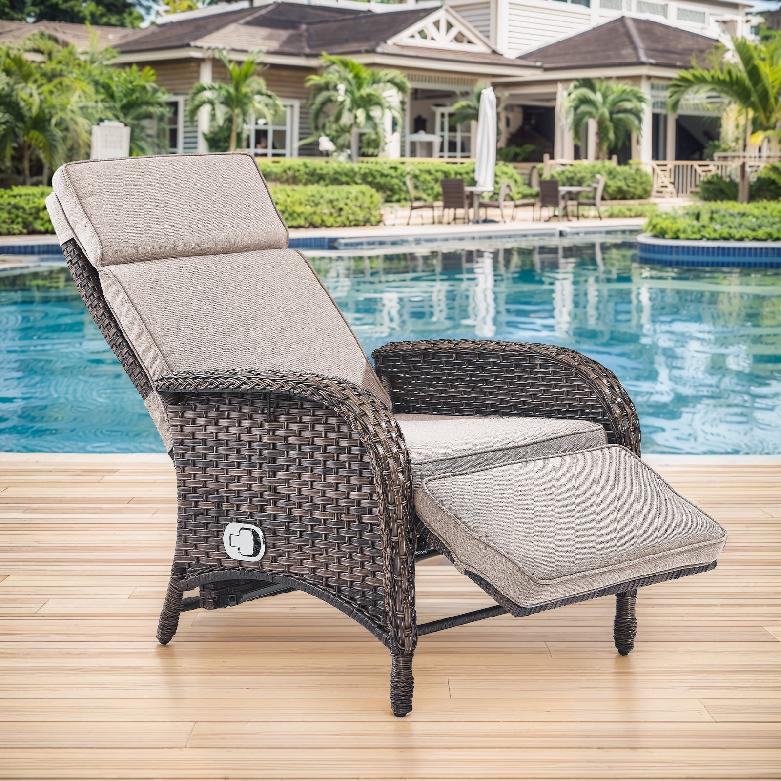 POCASSY Outdoor Recliner Chair, Adjustable Reclining Patio Chair with ...