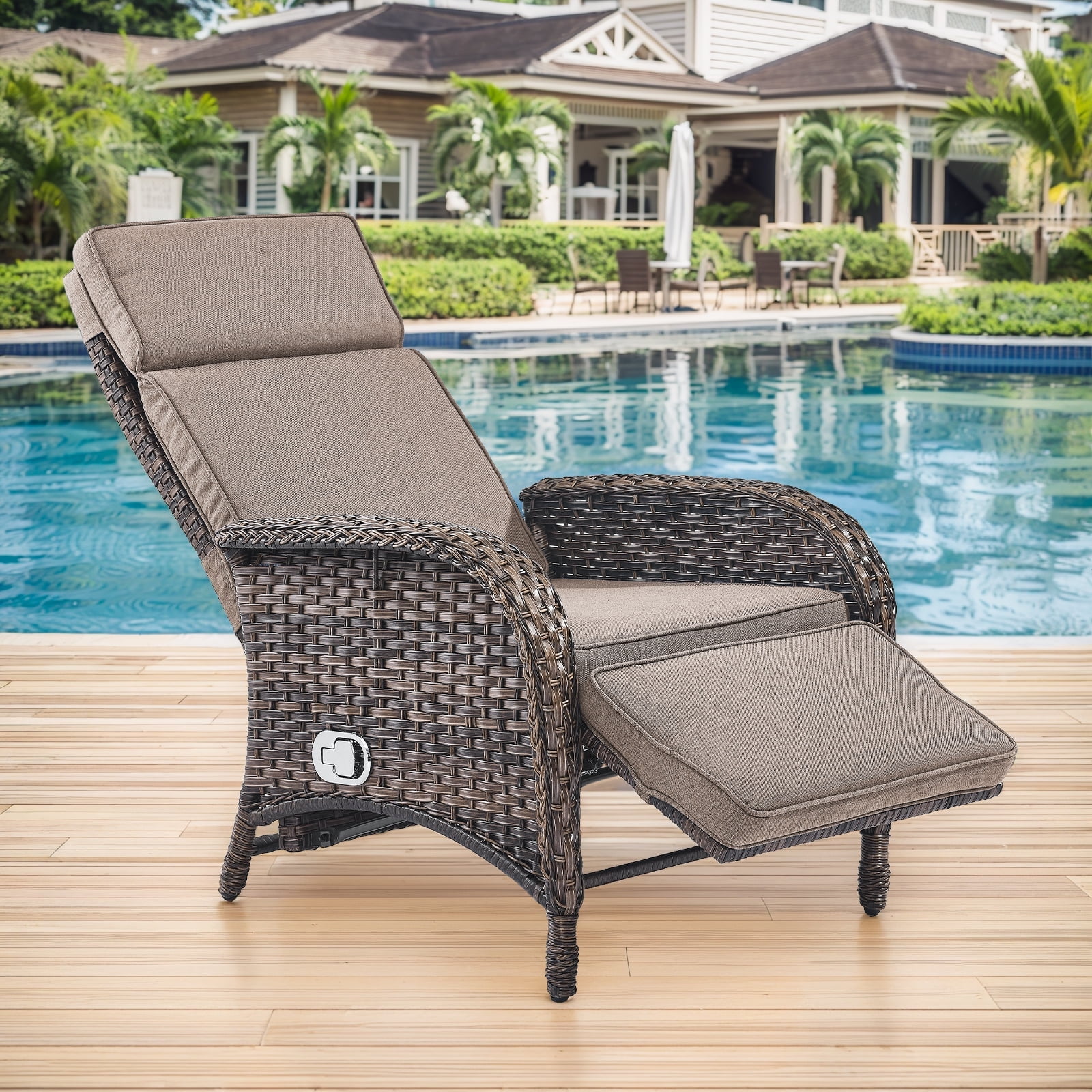 POCASSY Outdoor Recliner Chair, Adjustable Reclining Patio Chair with ...