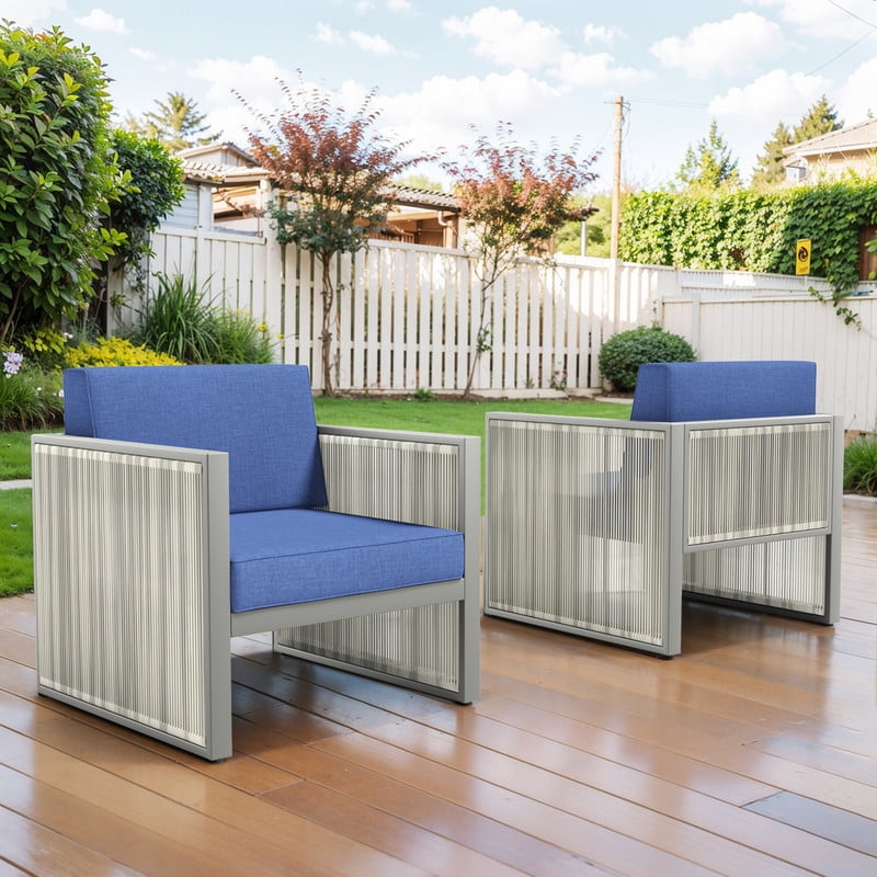POCASSY Outdoor Round Wicker Accent Lounge Chairs Set of 2 with ...