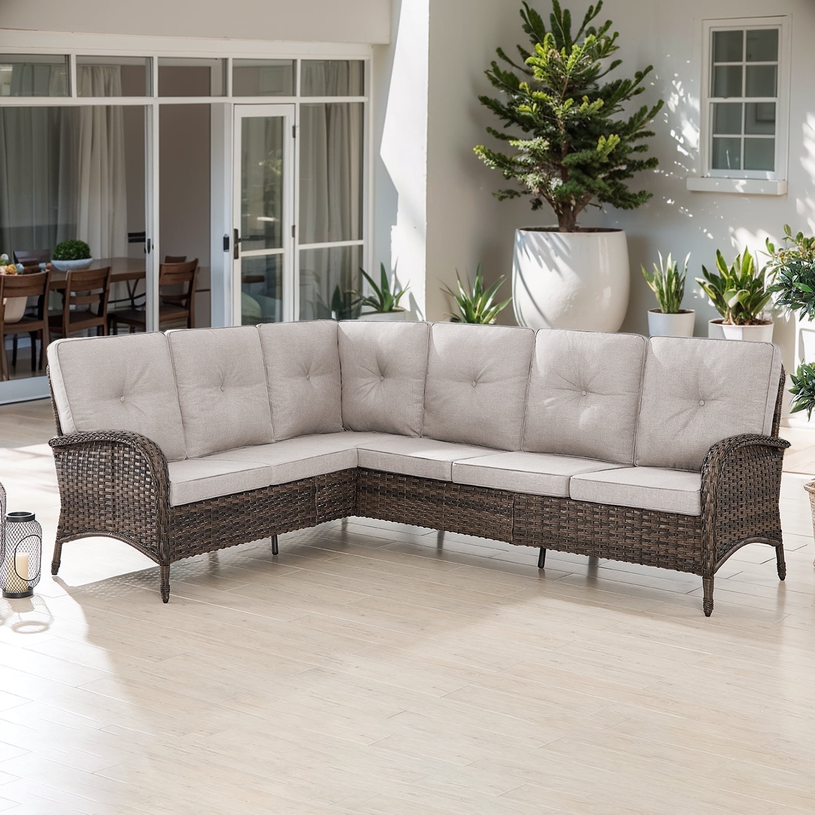 POCASSY Outdoor Sectional Sofa, L Shaped Sectional Couch with All ...