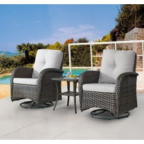 W WARMHOL Outdoor Wicker Rocking Chair with Thickened Cushions, All ...