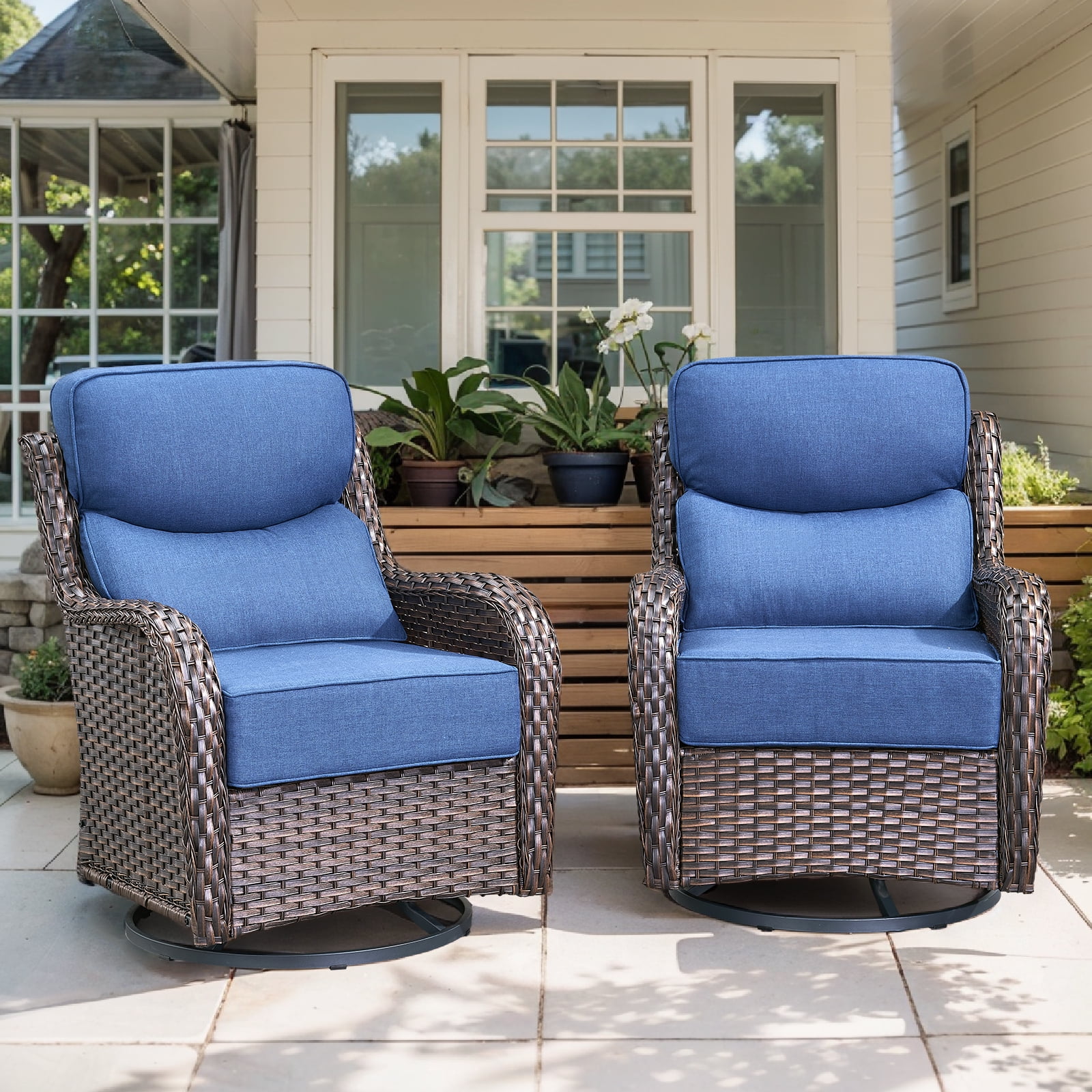 POCASSY Outdoor Swivel Rocker Patio Swivel Chairs Set of 2, 6-Inch ...