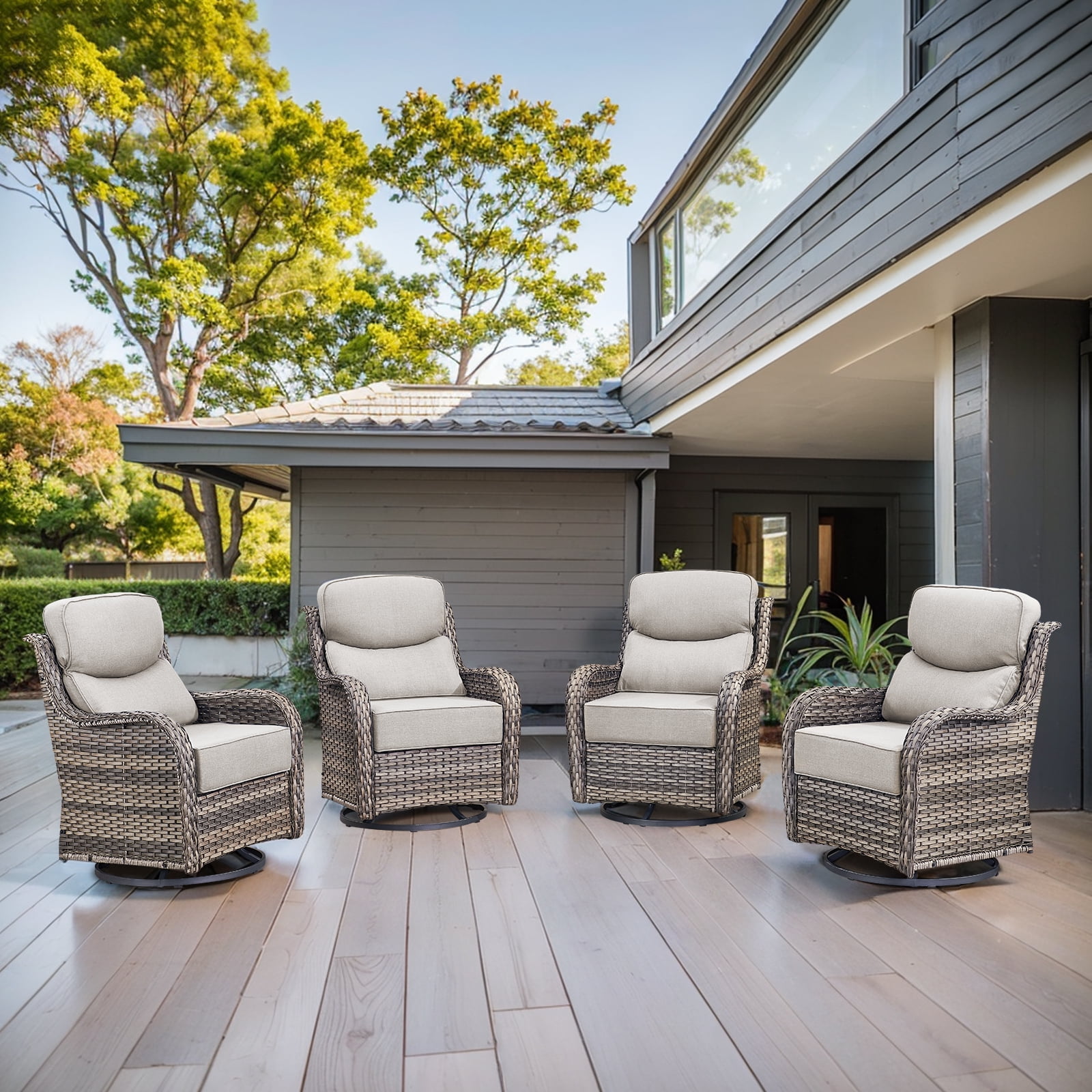 POCASSY Outdoor Swivel Rocker Patio Swivel Chairs Set of 4, 6-Inch ...