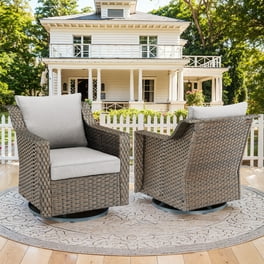 Pocassy Outdoor Wicker Glider Swivel Club Chairs Set of 2 Grey Red