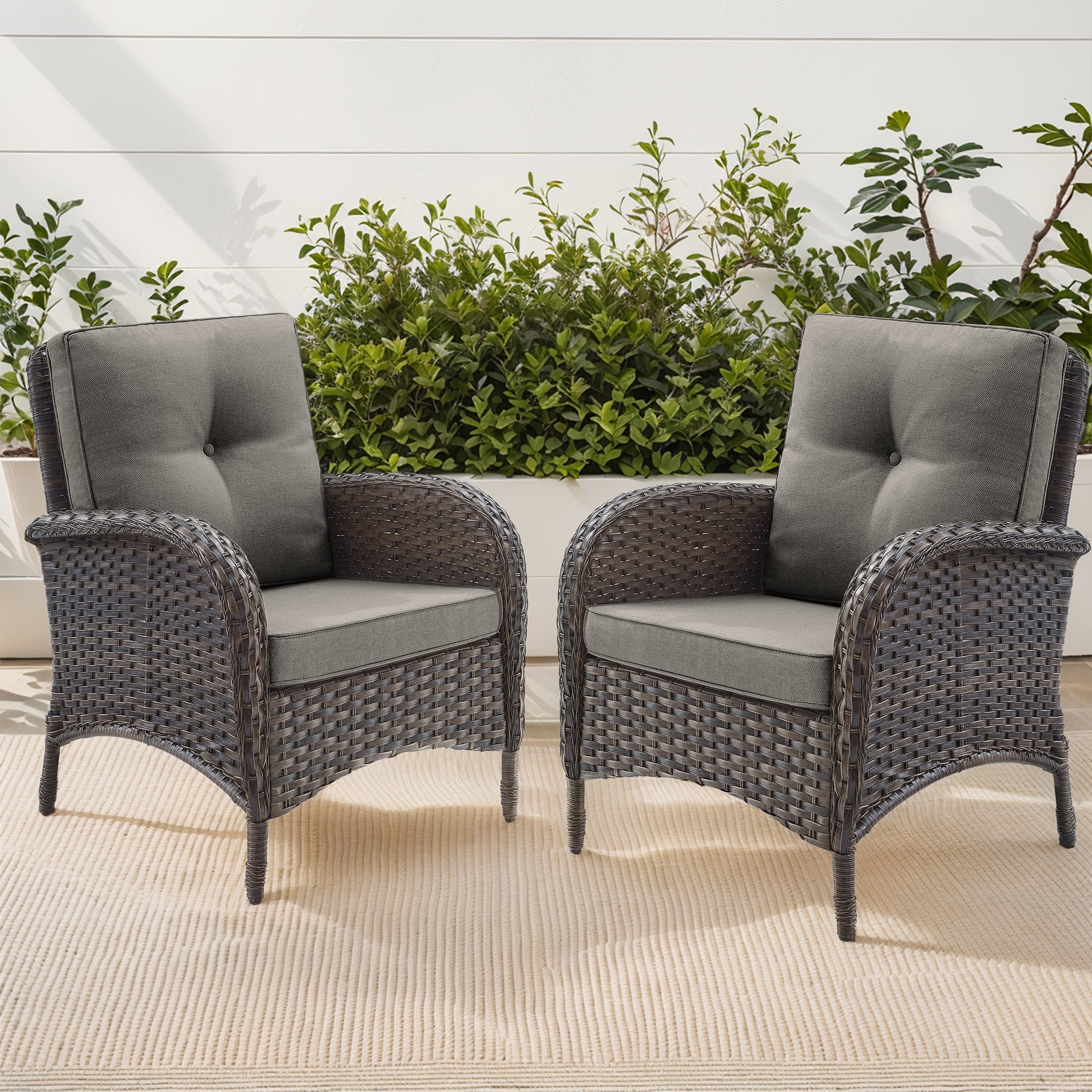 POCASSY Outdoor Wicker Club Accent Chairs with Cushion, Outdoor ...
