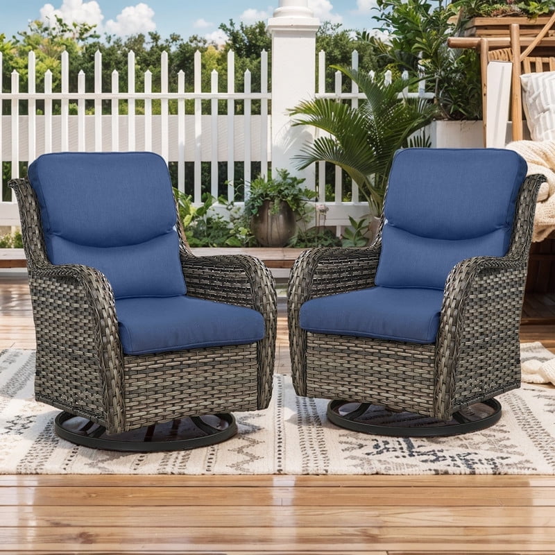 POCASSY Patio Swivel Chairs, Outdoor Wicker Swivel Glider Rocking ...