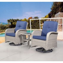 MeetLeisure Outdoor Polyethylene (PE) Wicker Swivel Rocker Chair with ...
