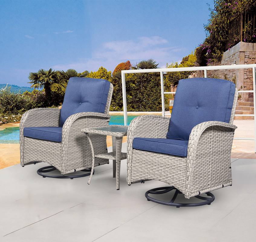 MeetLeisure Outdoor Polyethylene (PE) Wicker Swivel Rocker Chair with ...