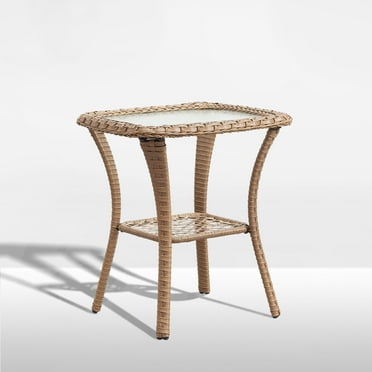 Free Shipping! PARKWELL Square Patio Brown Wicker Side Table Rattan End ...