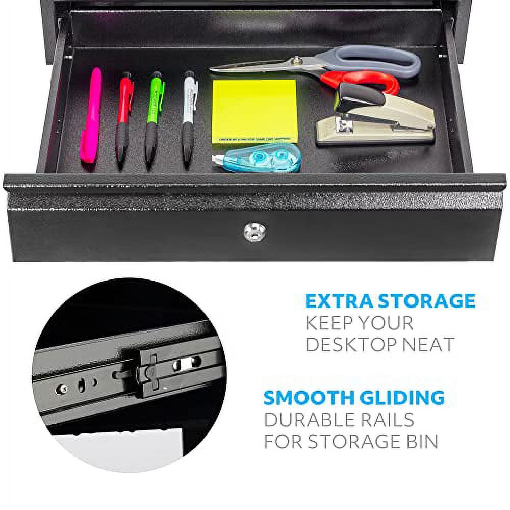 POCHAR 17.75-Inch Steel Under Desk Drawer with Lock and Keys - Lockable ...