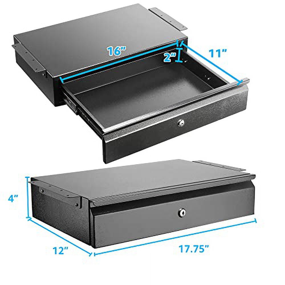 POCHAR 17.75-Inch Steel Under Desk Drawer with Lock and Keys - Lockable ...